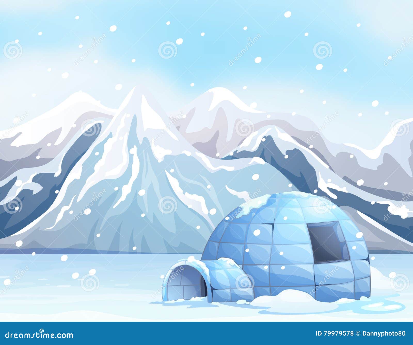 Scene with Igloo on Snow Ground Stock Vector - Illustration of outside, landscape: 79979578