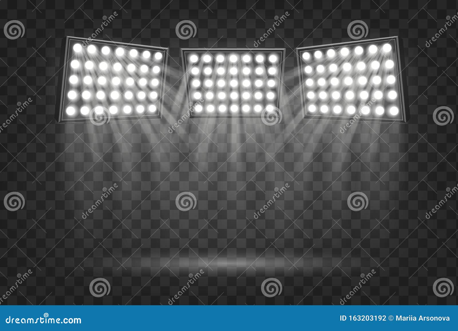 Stage Floodlight Outline Flat Color Icons With Quadrant Frames Cartoon ...