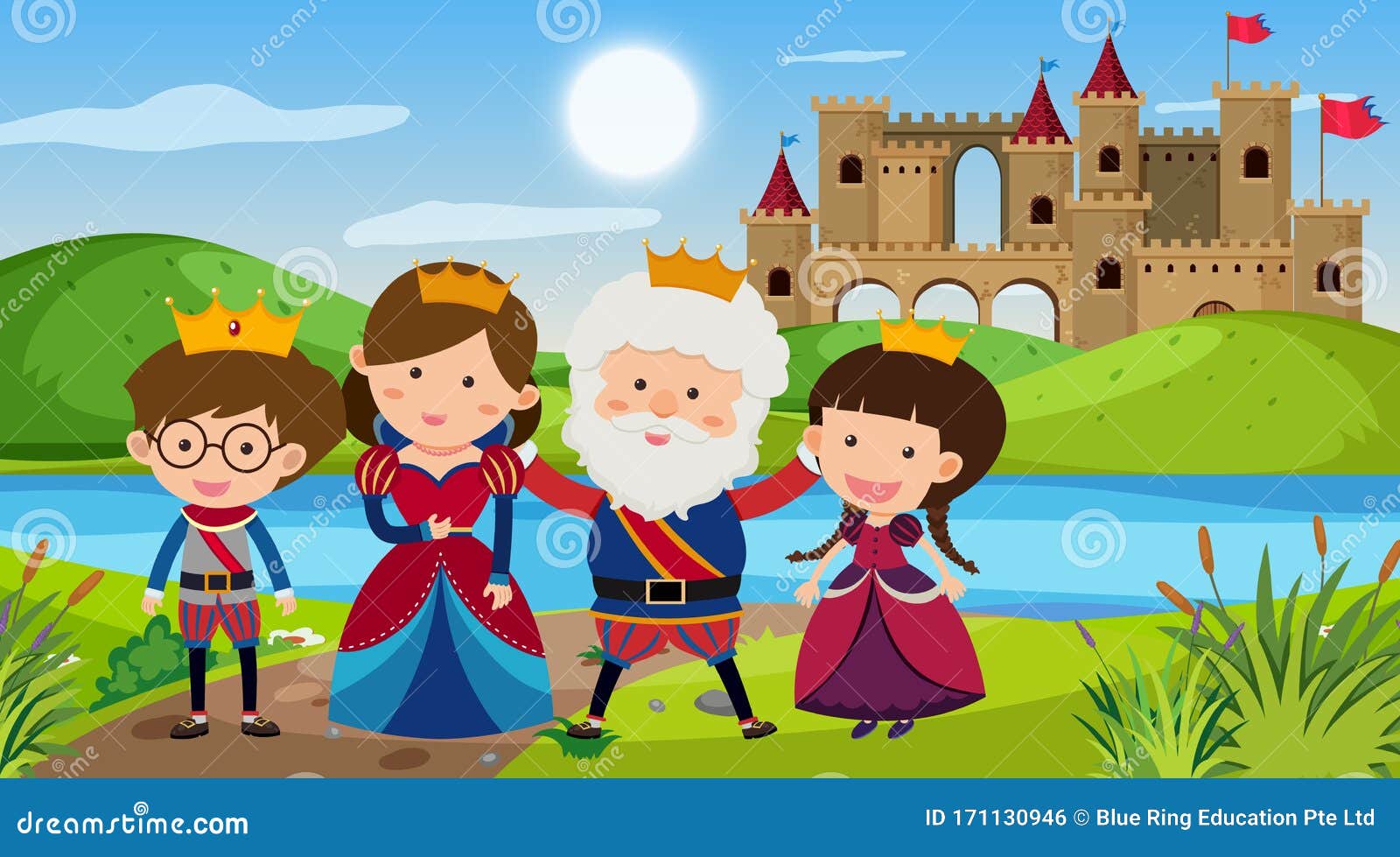 Scene with King and Queen at the Palace Stock Illustration ...