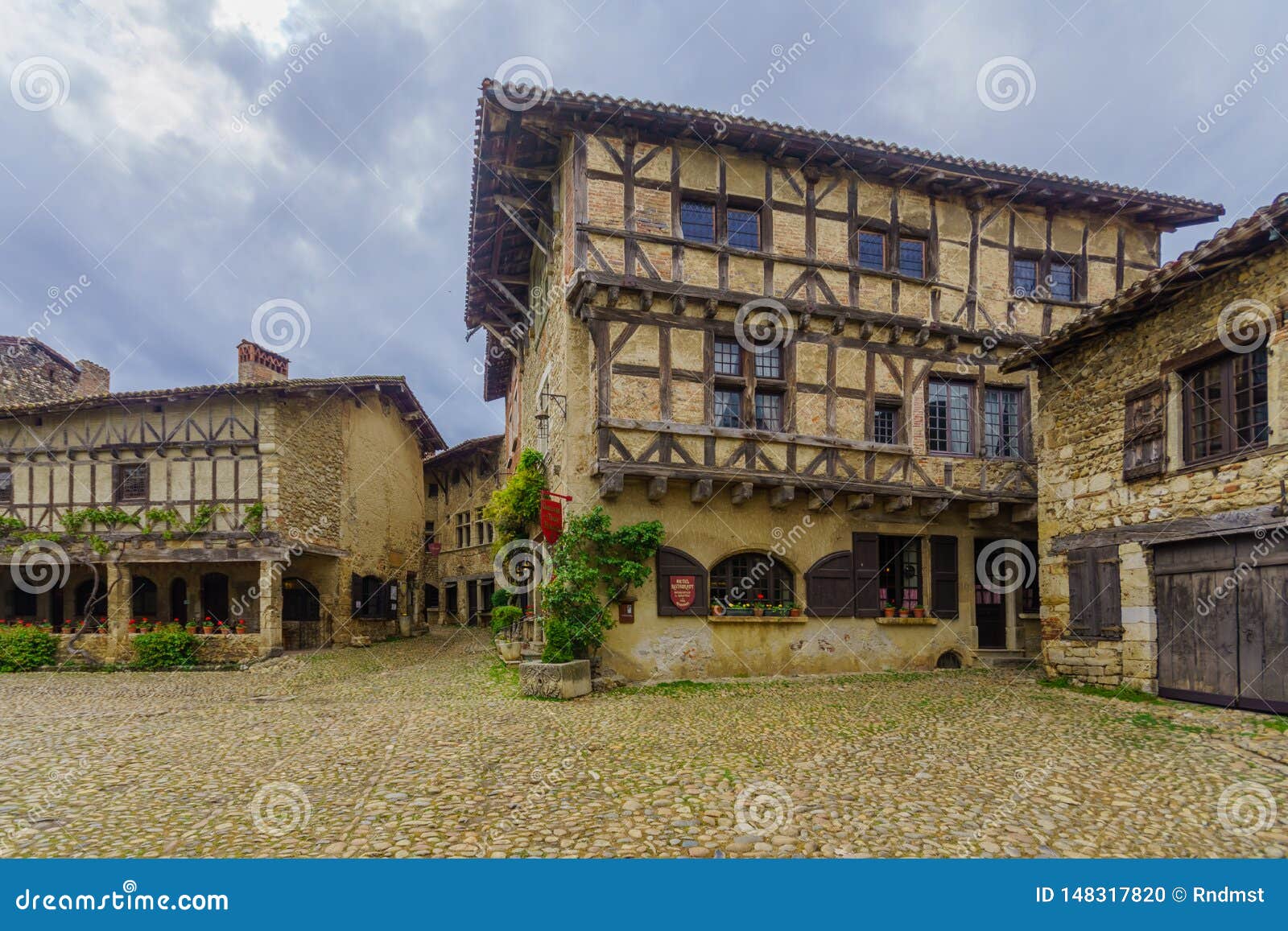 Scene of the Main Square, in the Medieval Village Perouges Editorial ...
