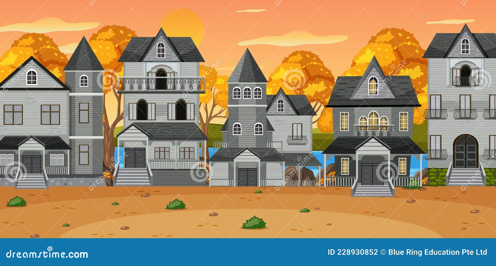 Colonial Buildings Facade At Daytime Cartoon Vector | CartoonDealer.com ...