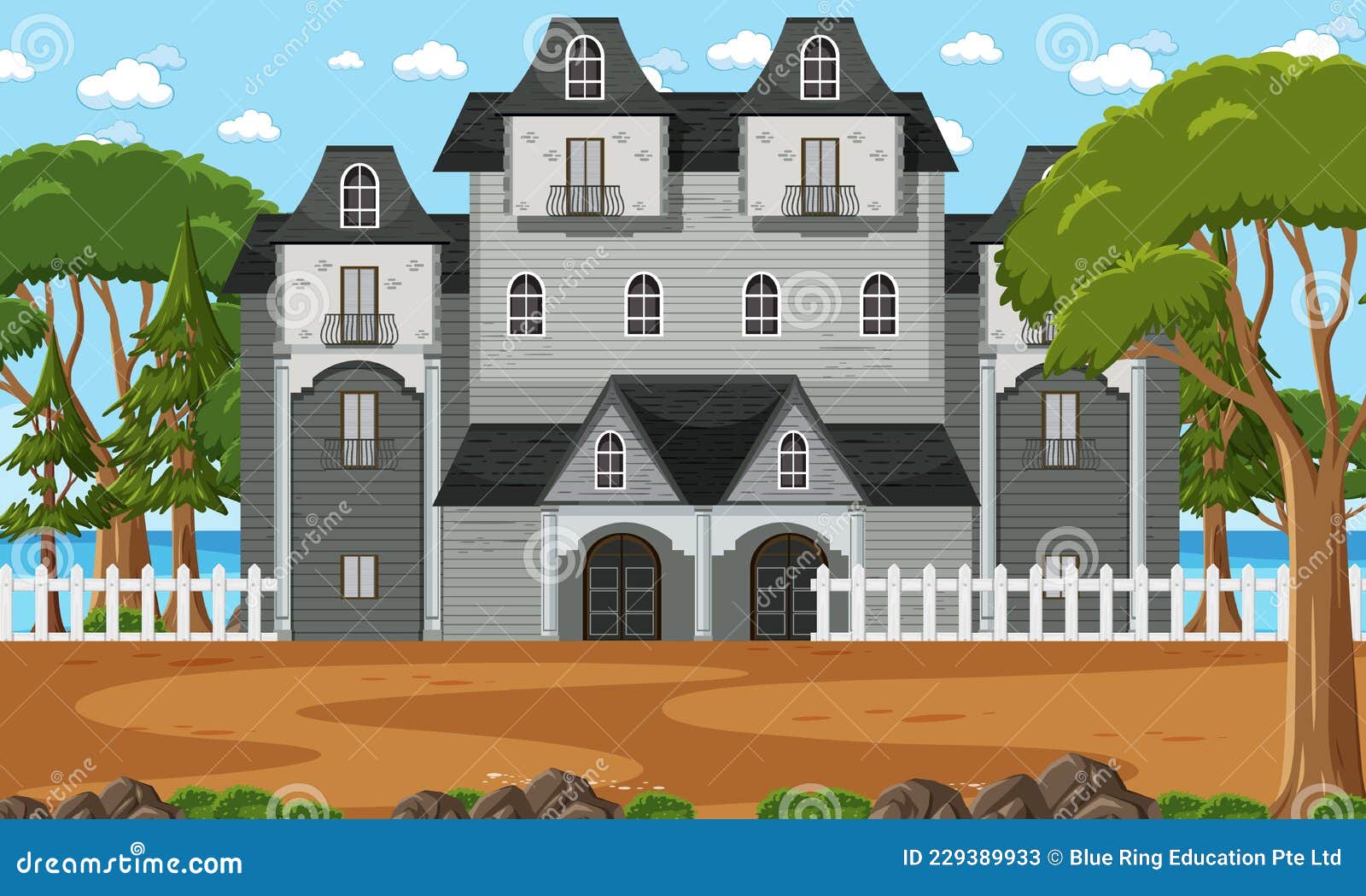 Colonial Buildings Facade At Daytime Cartoon Vector | CartoonDealer.com ...