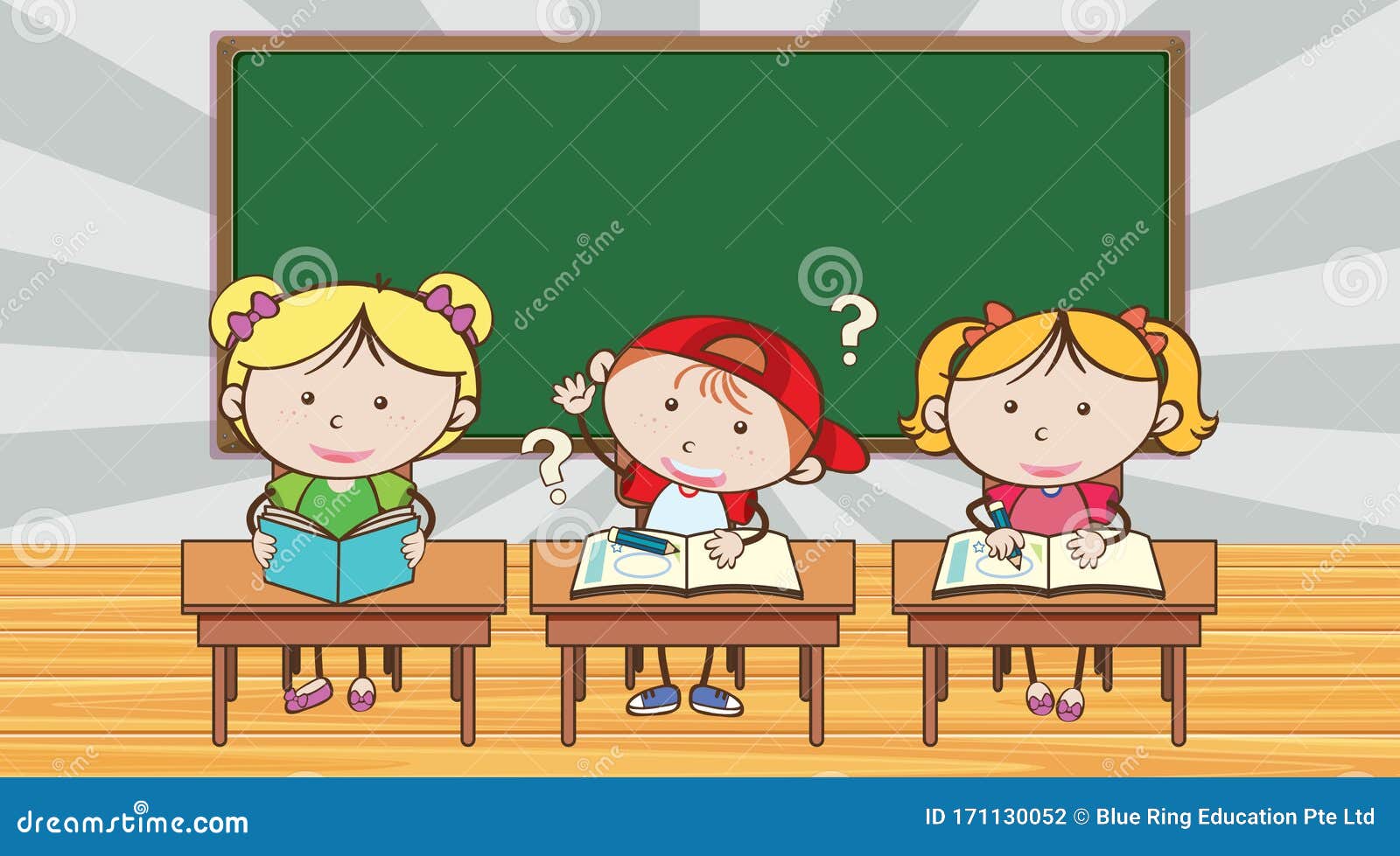 Scene with Many Students in Classroom Stock Illustration - Illustration ...