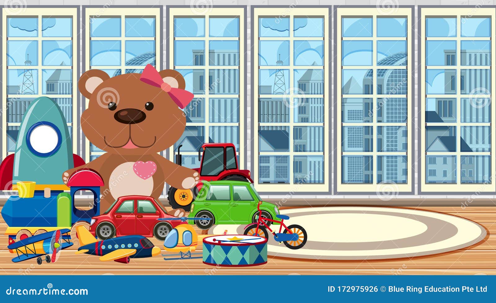 Scene with Many Toys in the Room Stock Vector - Illustration of ...