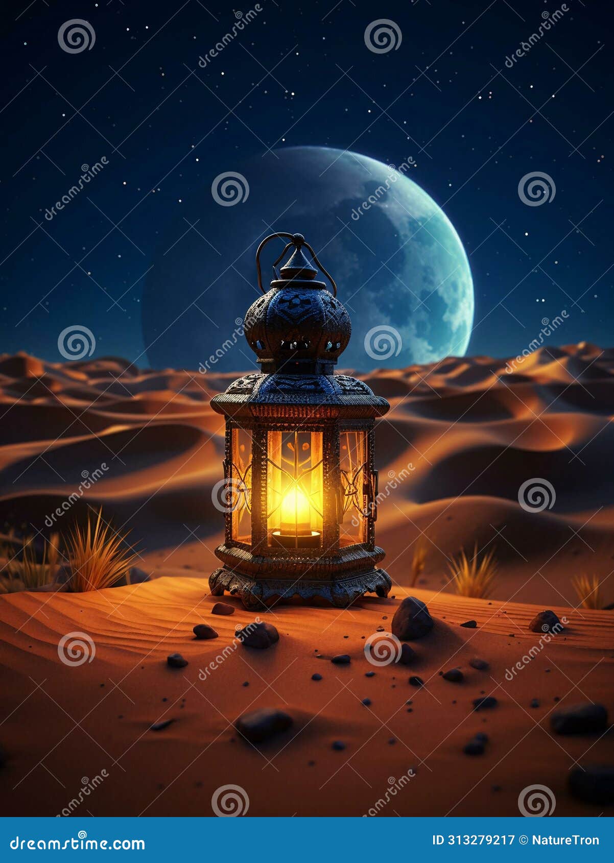 Scene with Moon Lamp in the Night the Moon Stock Illustration ...