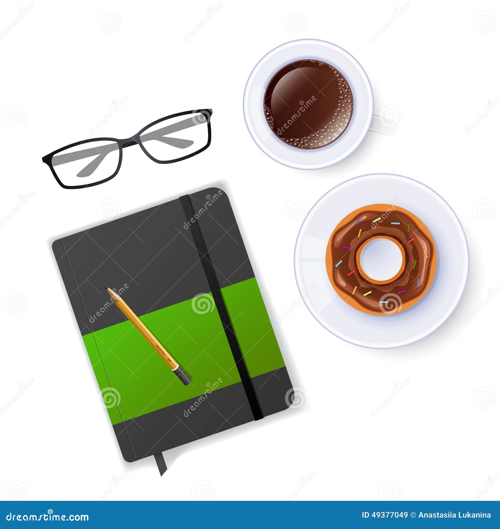 Scene with Notebook and Coffee Stock Vector - Illustration of diary ...