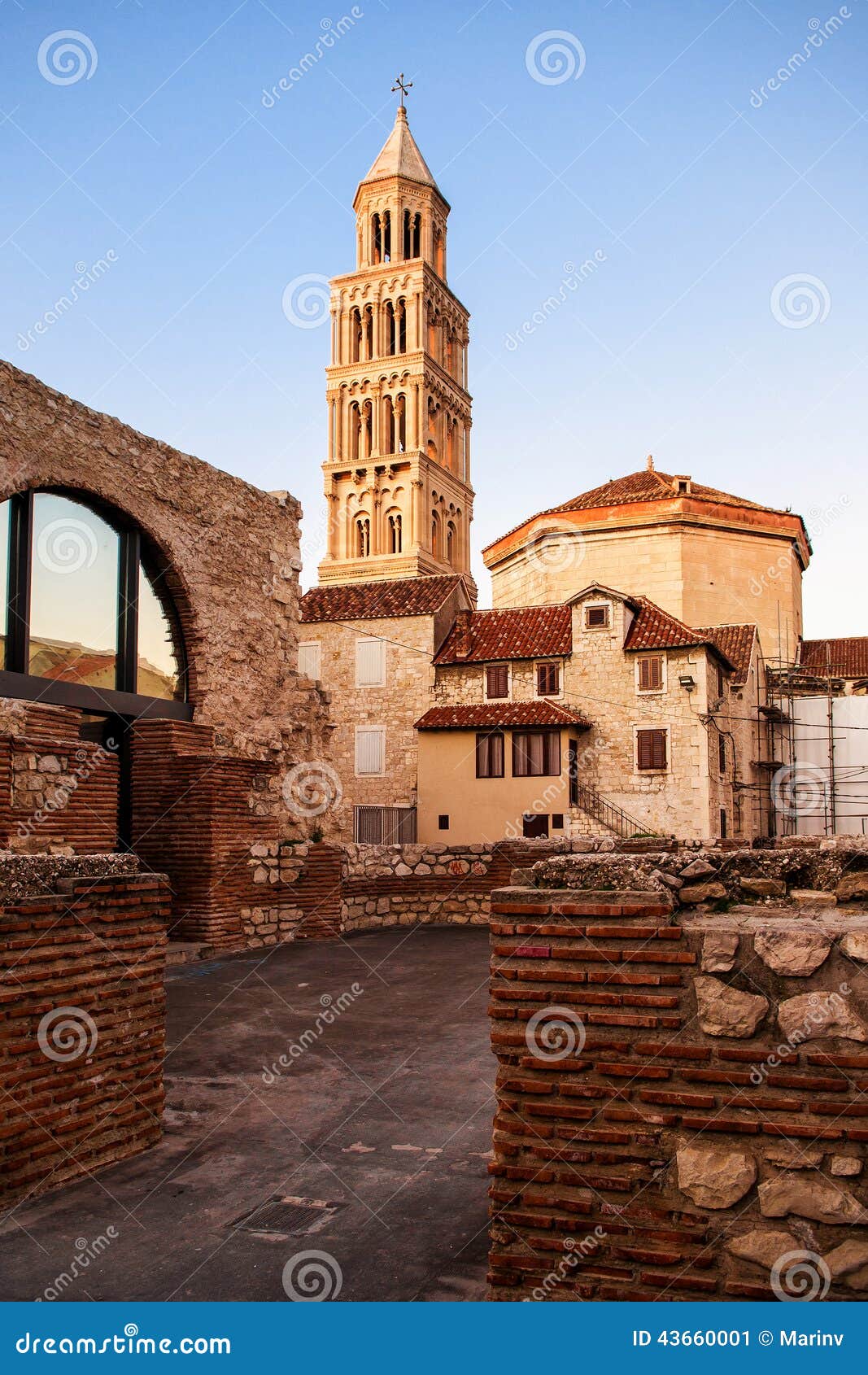 Scene from the Old City of Split and the View of Old Bell Tower Stock ...