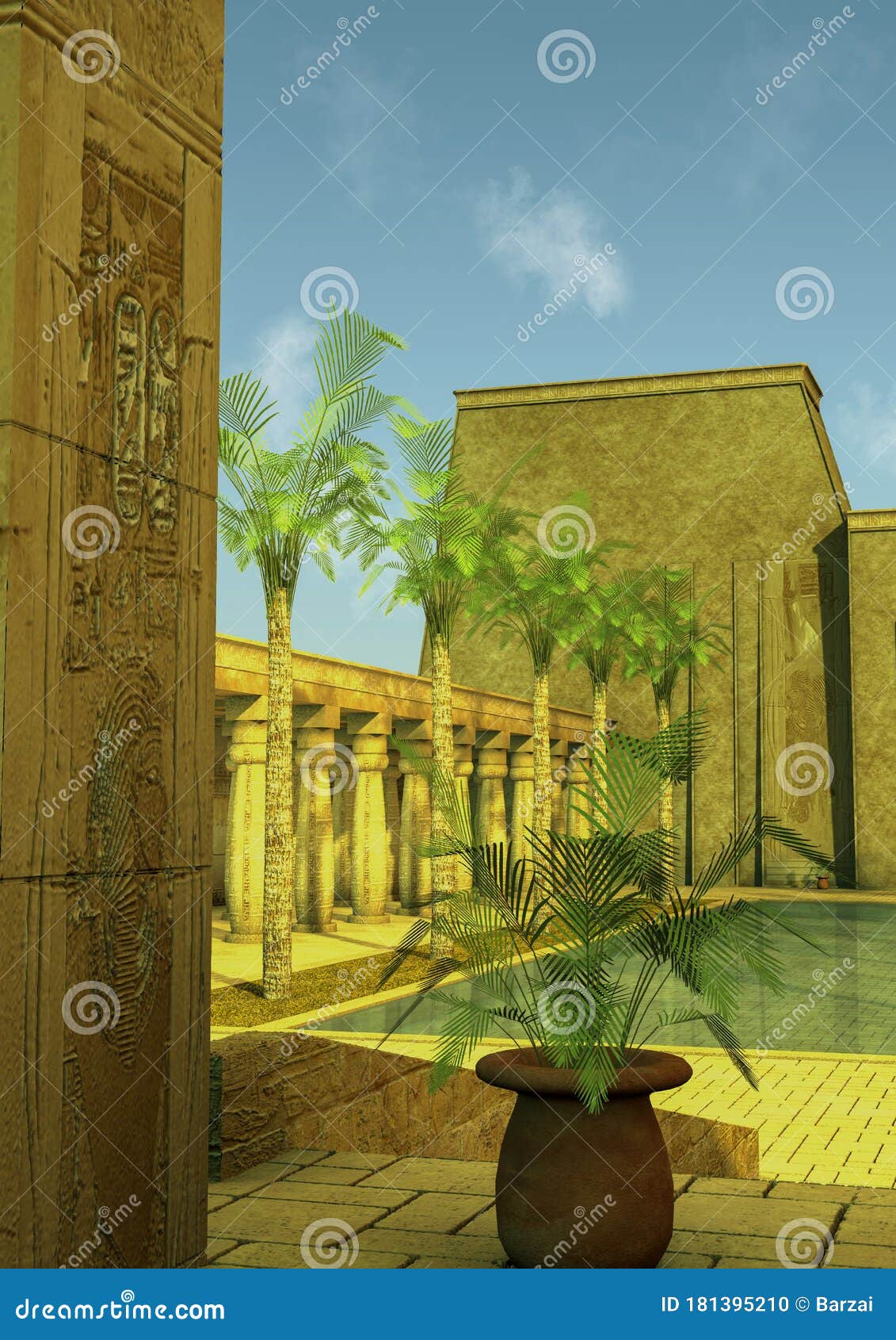 Scene of a Old and Empty Egyptian Temple. Stock Illustration ...