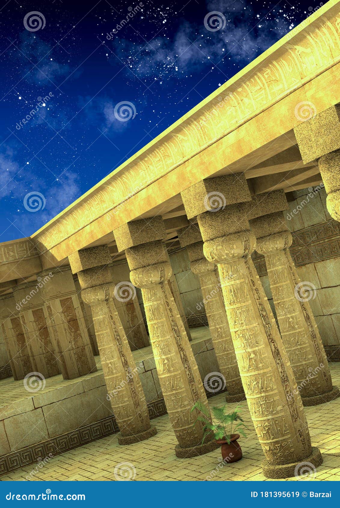 Scene of a Old and Empty Egyptian Temple. Stock Illustration ...