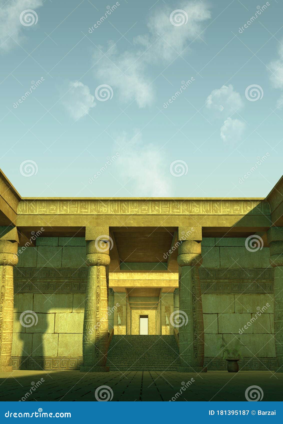 Scene of a Old and Empty Egyptian Temple. Stock Illustration ...
