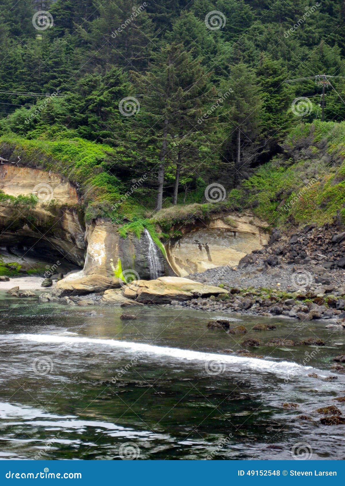 Scene from Oregon Coast with Waterfall Stock Photo - Image of nature ...