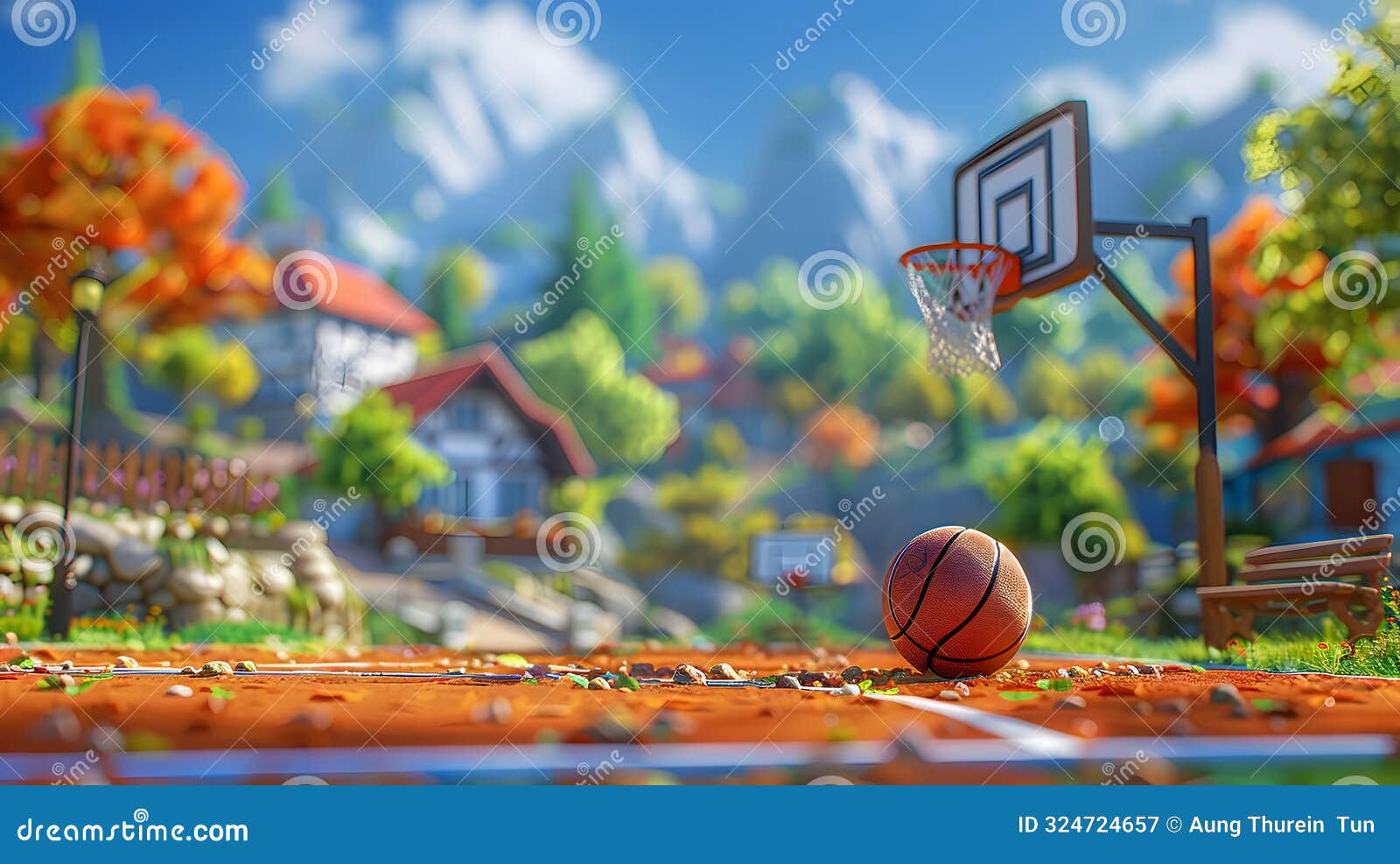 A Scene of an Outdoor Basketball Field Stock Image - Image of abstract ...