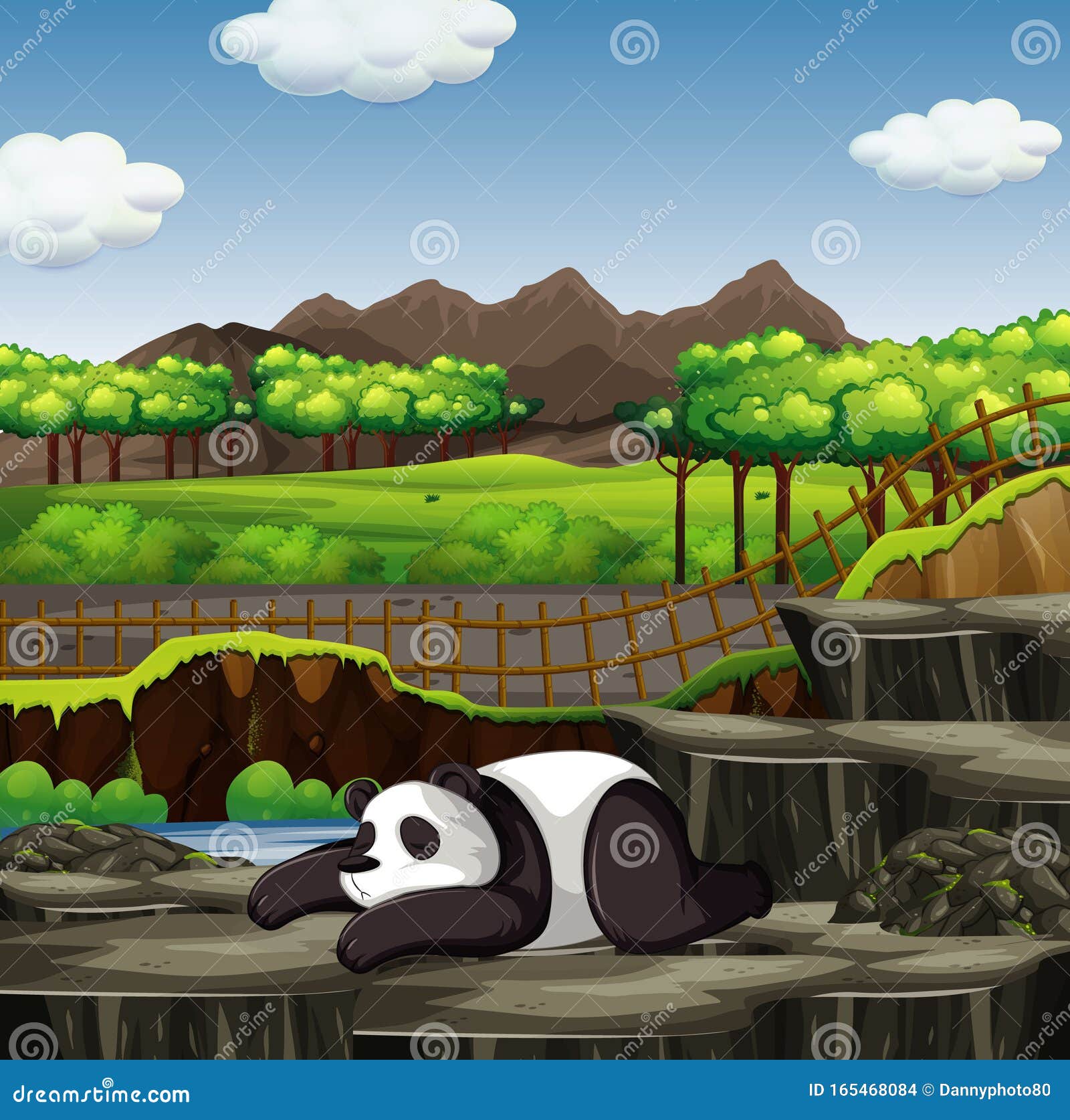 Scene with Panda in the Zoo Stock Vector - Illustration of pandas ...