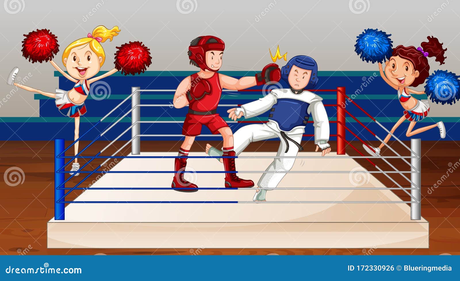 Scene with People Fighting in the Ring Arena Stock Vector ...