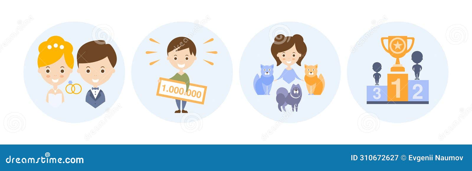 Scene of People Life Flat Icon Colorful Vector Set Stock Vector ...