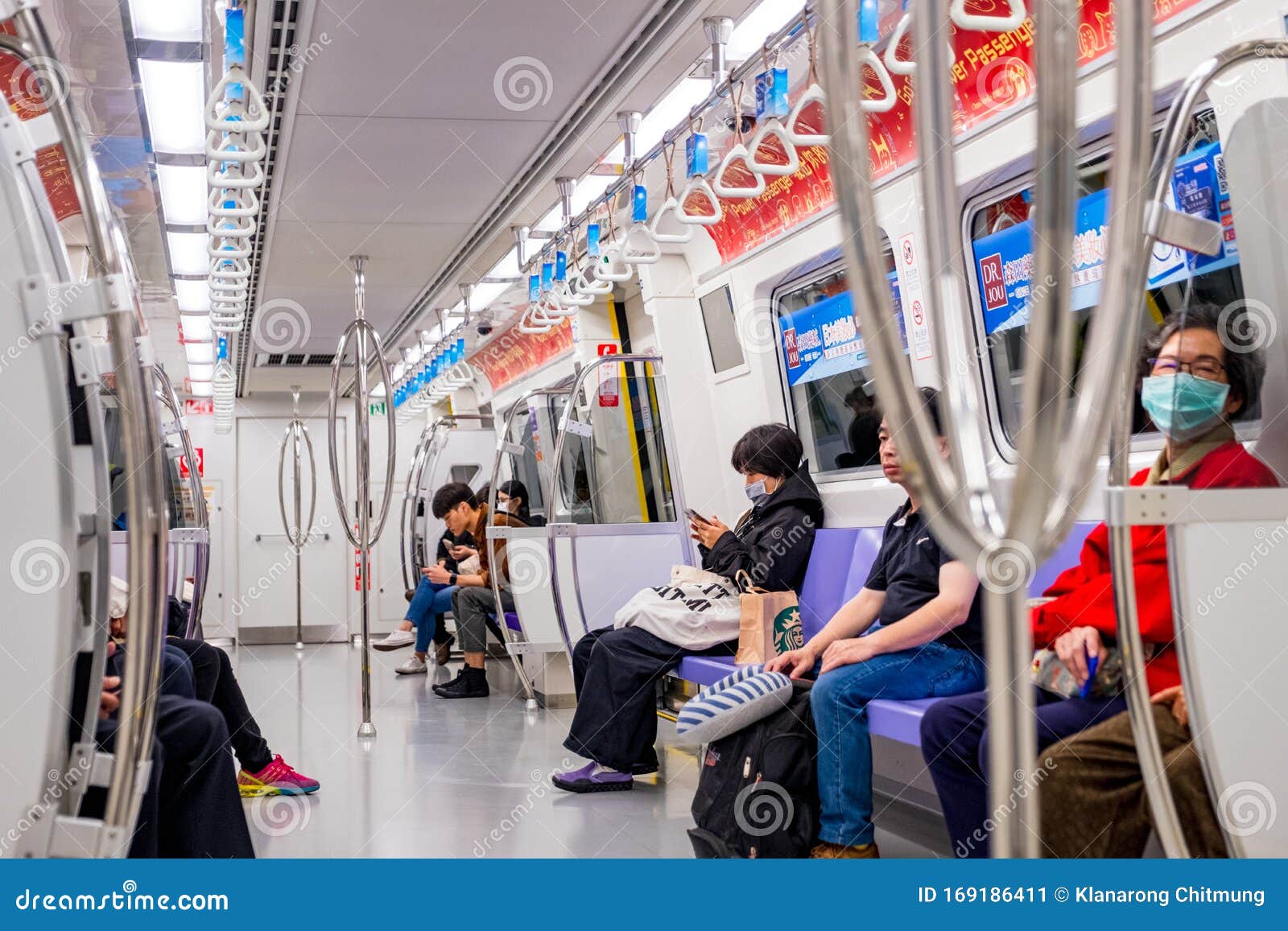 The Scene People are Sitting Inside the MRT Train. Taipei, Taiwan ...