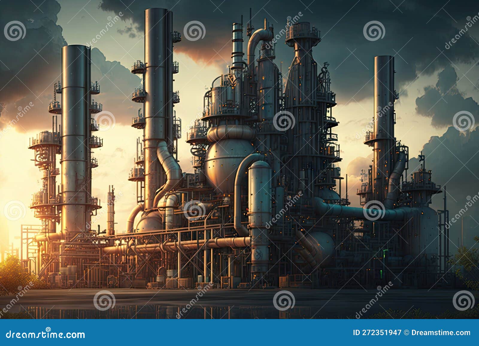 Scene of Petroleum Processing in Factory, Refinery Complex Stock Image ...