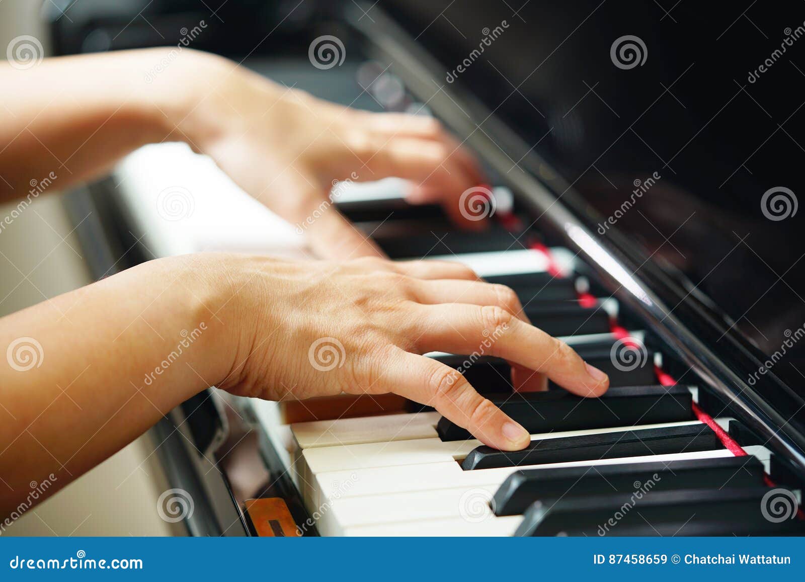 Scene of Pianist Hands from beside Angle Playing Piano. Stock Image ...