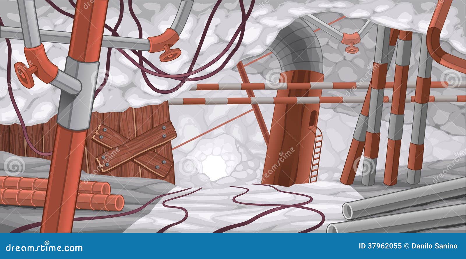 Scene with Pipes and Cables, Underground. Stock Vector - Illustration ...
