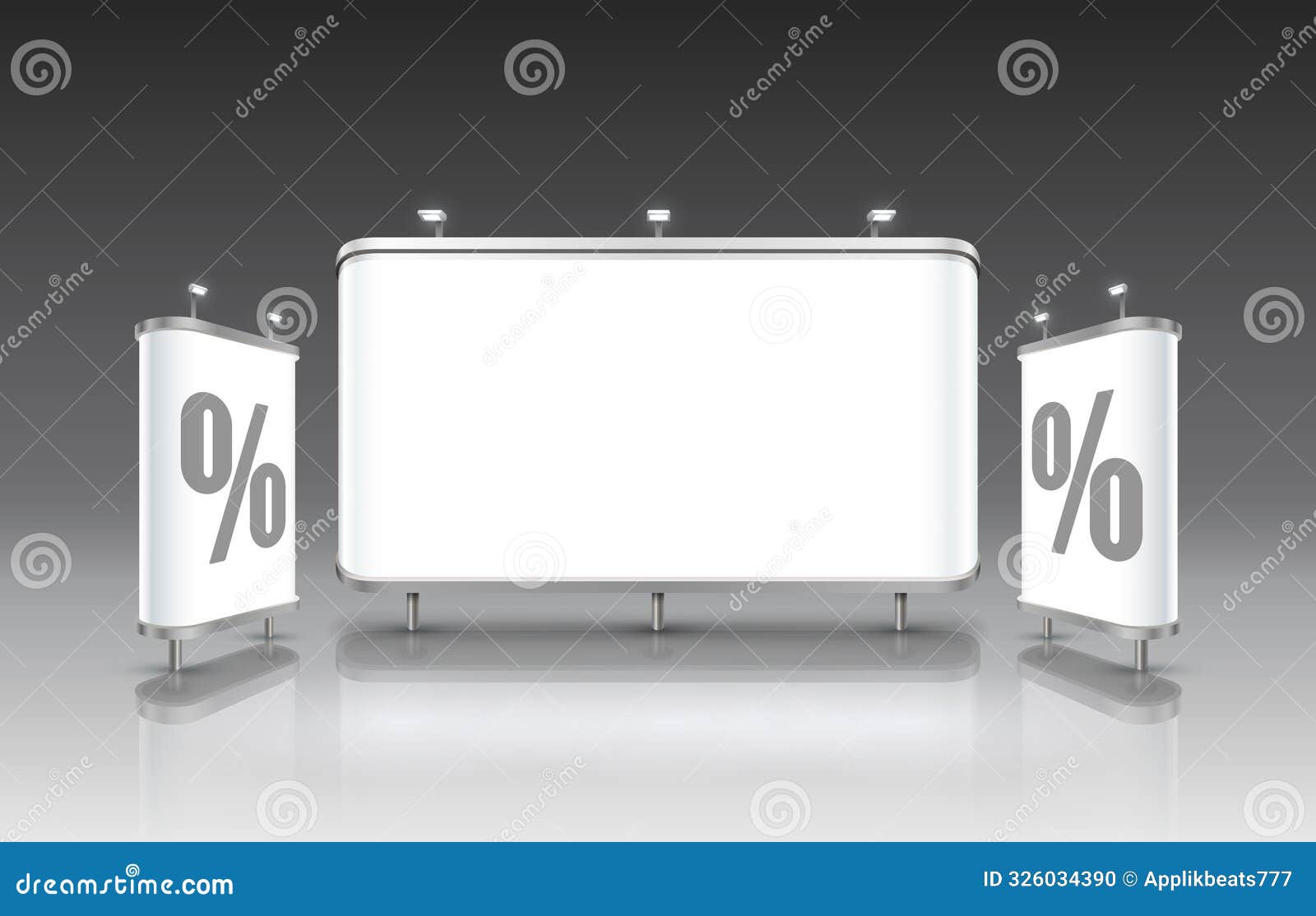 Scene Presentations Board Percent, Table White Display. Vector ...