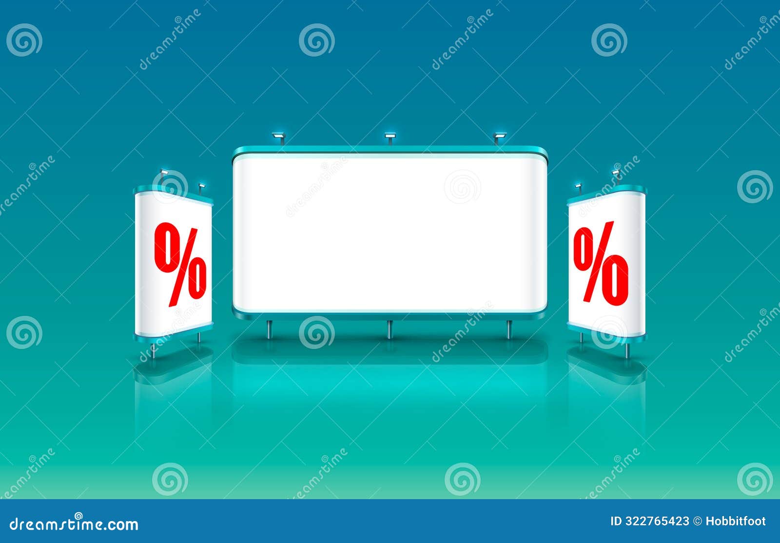 Scene Presentations Board Percent, Table White Display. Vector ...