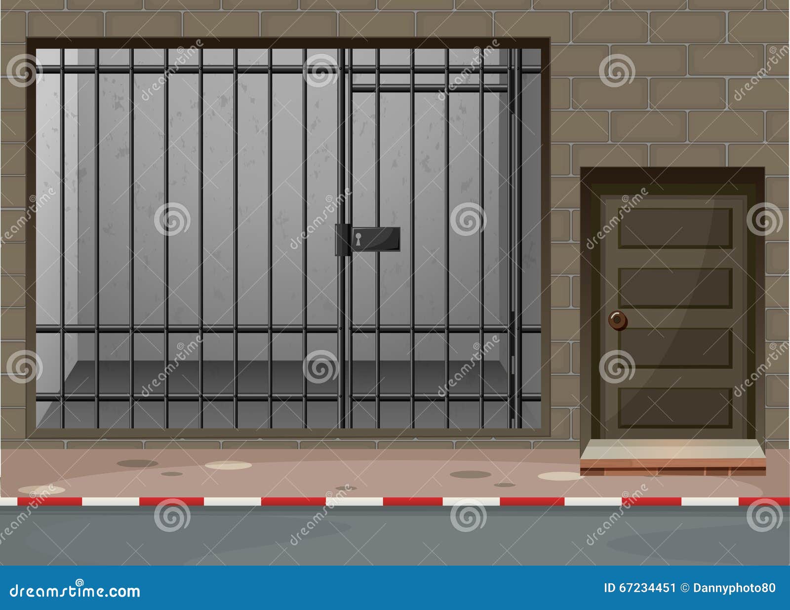 Prison Room, Cage Or Jail Cell Interior Backdrop. Cartoon Vector ...