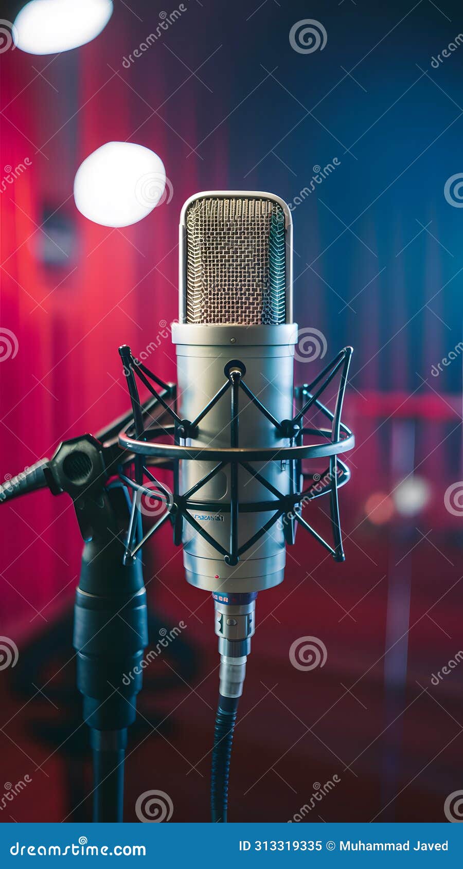 Scene Professional Microphone on Stage, Recording Studio Background ...