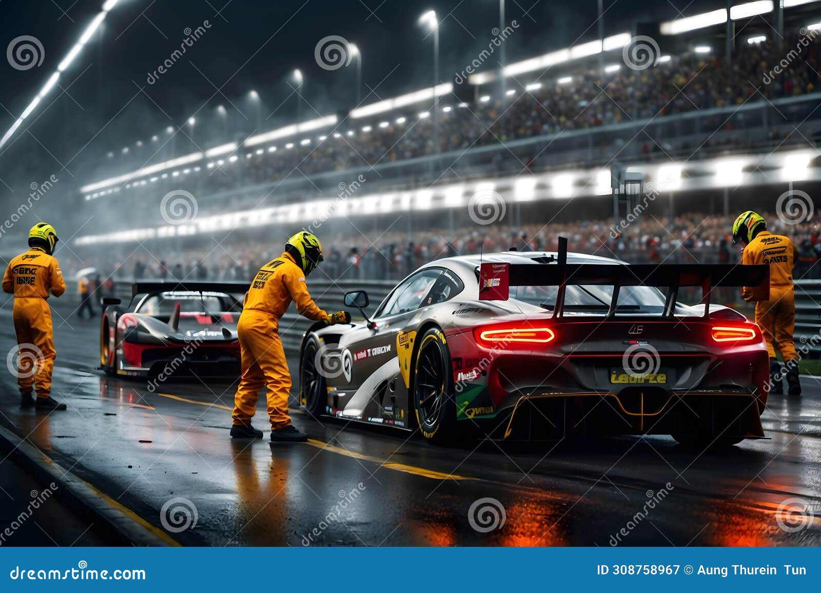 A Scene of a Professional Pit Crew Checking a Race Car Stock Image ...