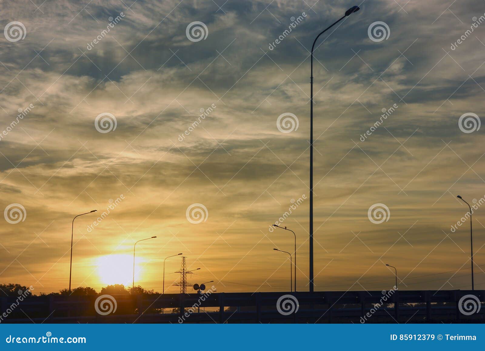 Scene with Rising Sun. Bright Sun on Horizon Stock Image - Image of ...