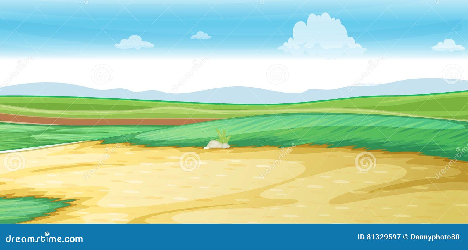 Scene with Road on the Field Stock Vector - Illustration of ground ...