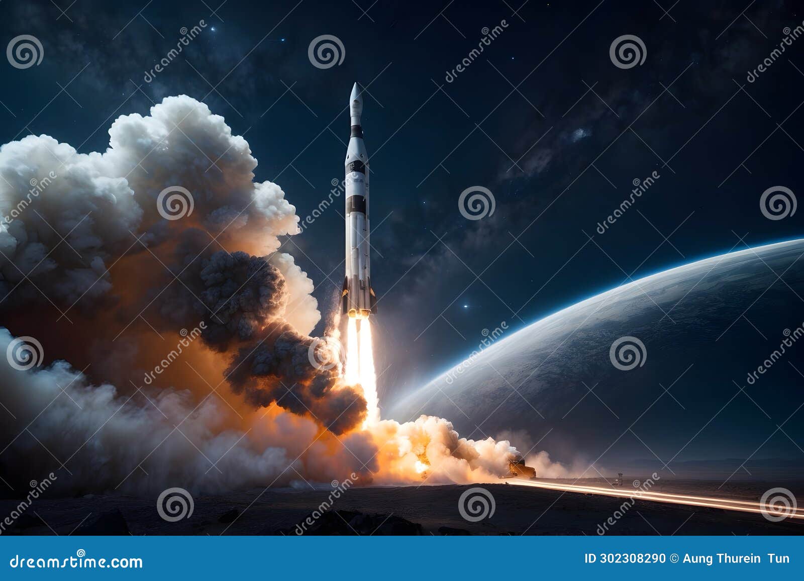 A Scene of a Rocket Launching at Night Stock Photo - Image of shuttle ...