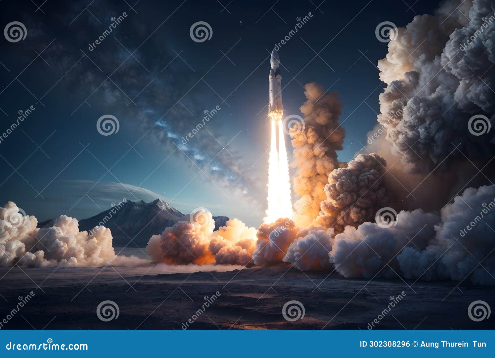 A Scene of a Rocket Launching at Night Stock Photo - Image of shuttle ...
