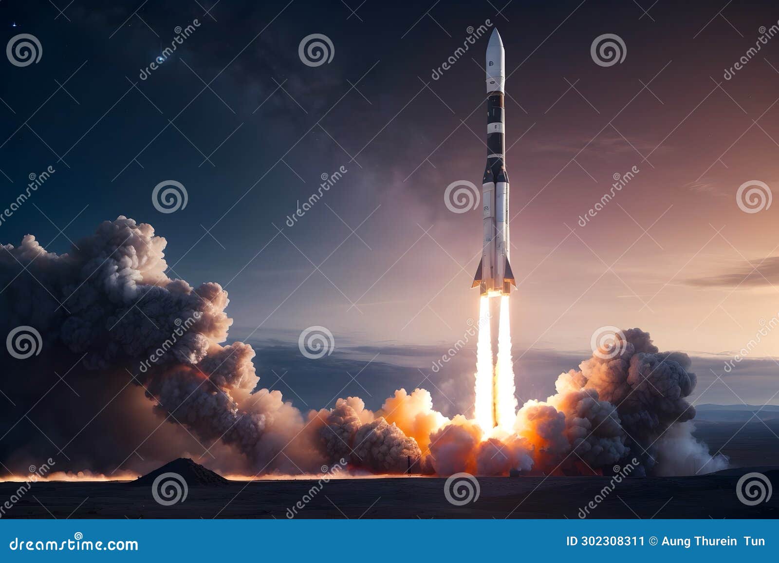 A Scene of a Rocket Launching at Night Stock Image - Image of flight ...