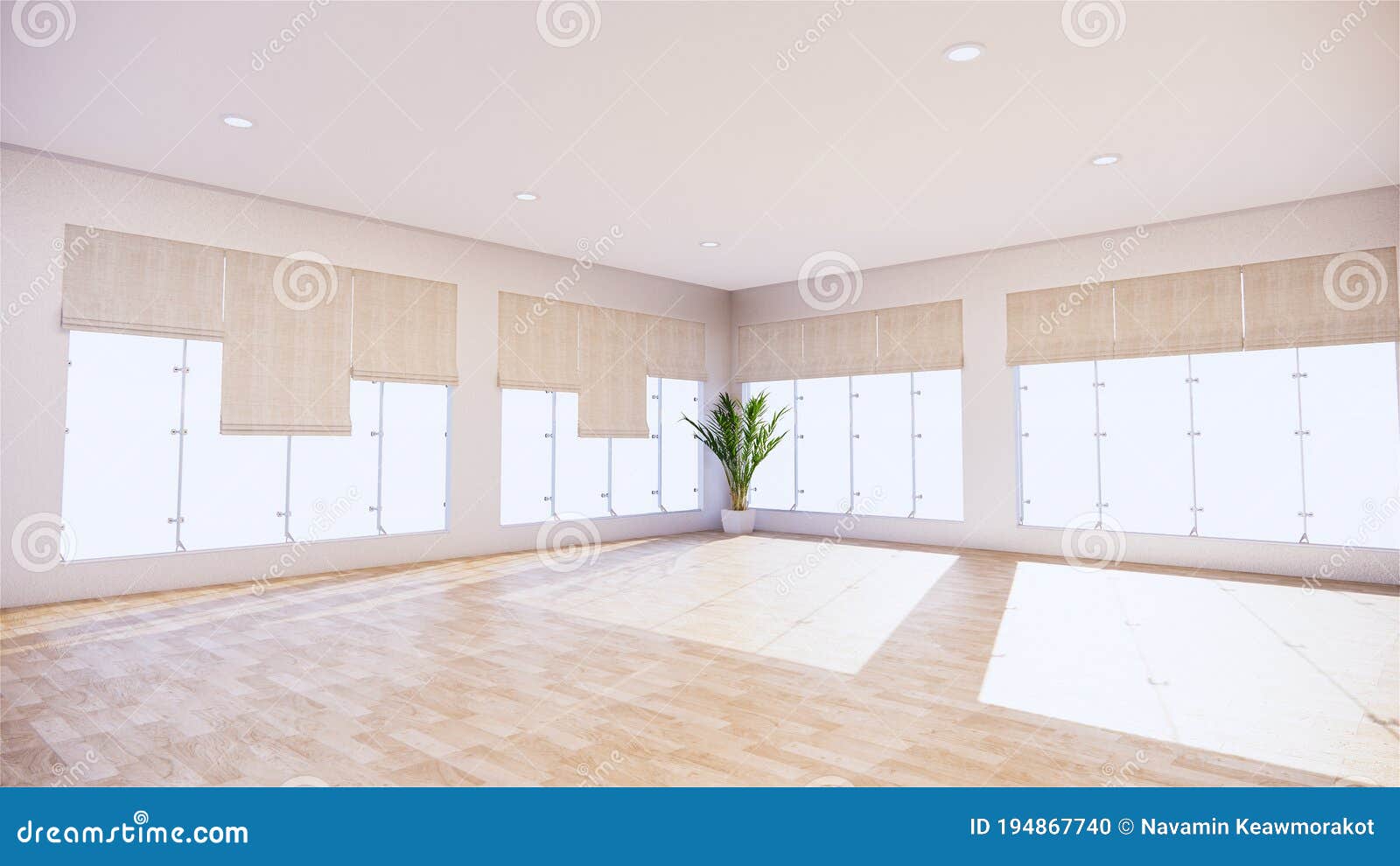 Scene Room Tropical Interior Style, Big Empty Room Interior Mock Up.3D ...