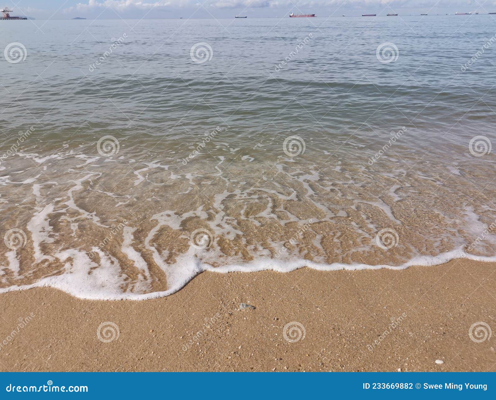 Scene of the Sea Wave Moving Onto the Sandy Beach Stock Photo - Image ...