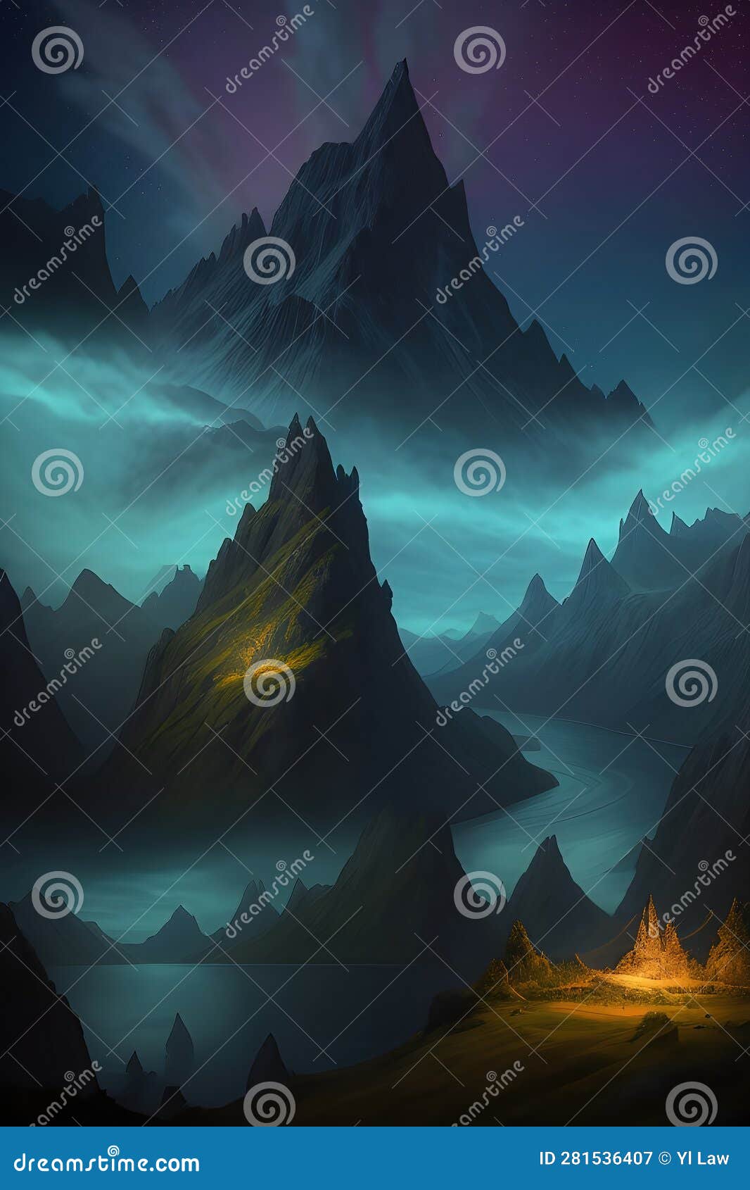 The Scene is Set in the Majestic Realm of Valhalla Stock Illustration ...