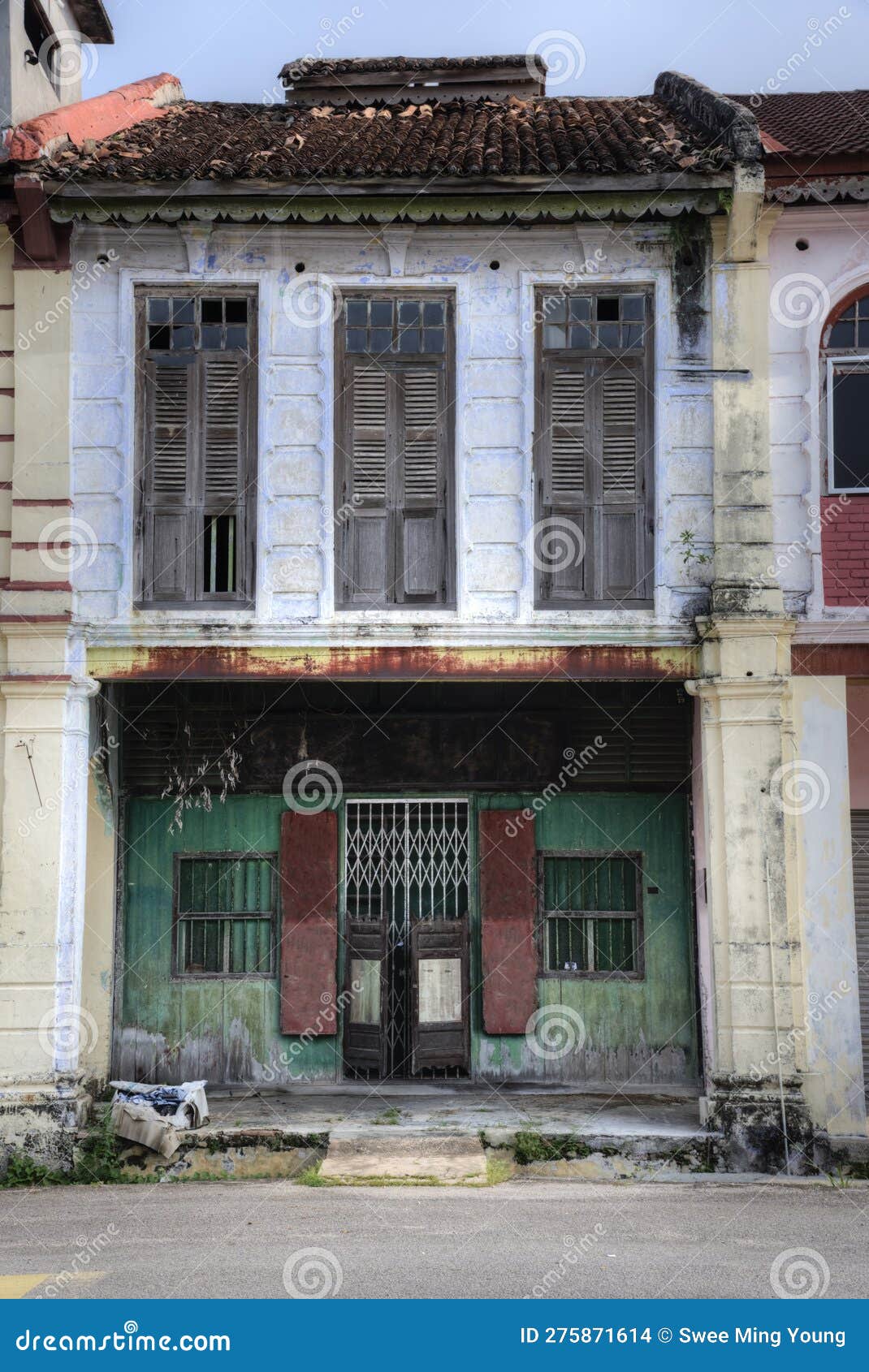 Scene of Some Deserted Buildings by the Roadside Stock Photo - Image of ...
