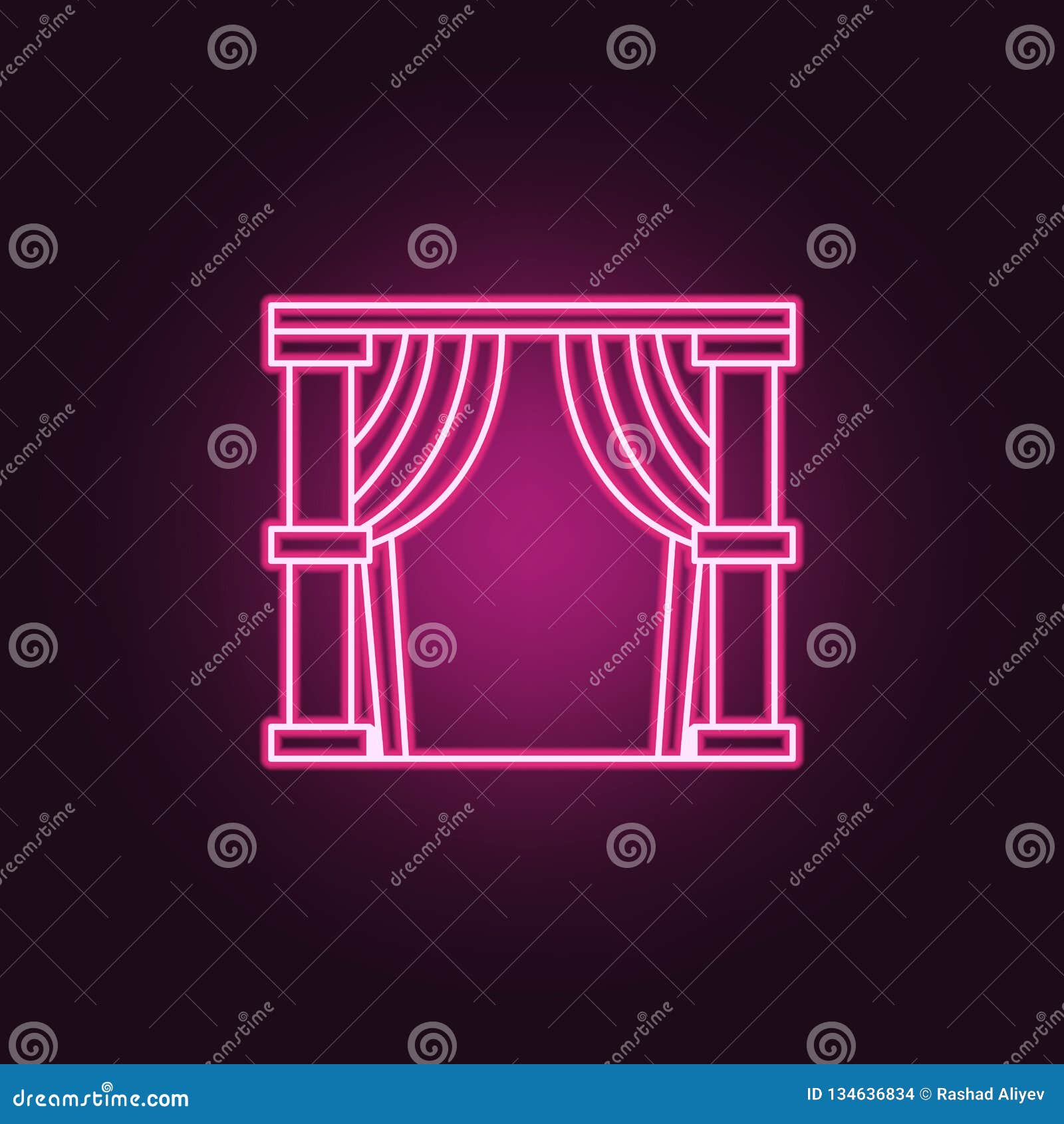 Scene Stage Icon. Elements of Spotlight Stage in Neon Style Icons Stock ...
