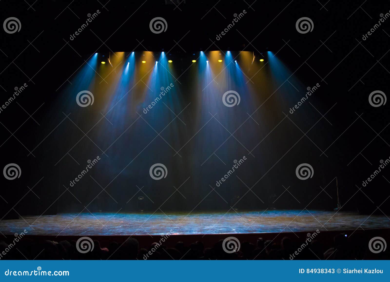 Scene, Stage Light with Colored Spotlights Stock Image - Image of blur ...