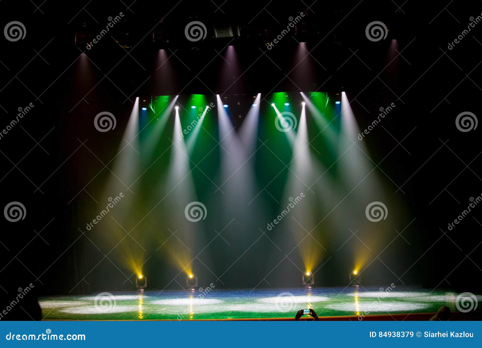 Scene, Stage Light with Colored Spotlights Stock Image - Image of ...