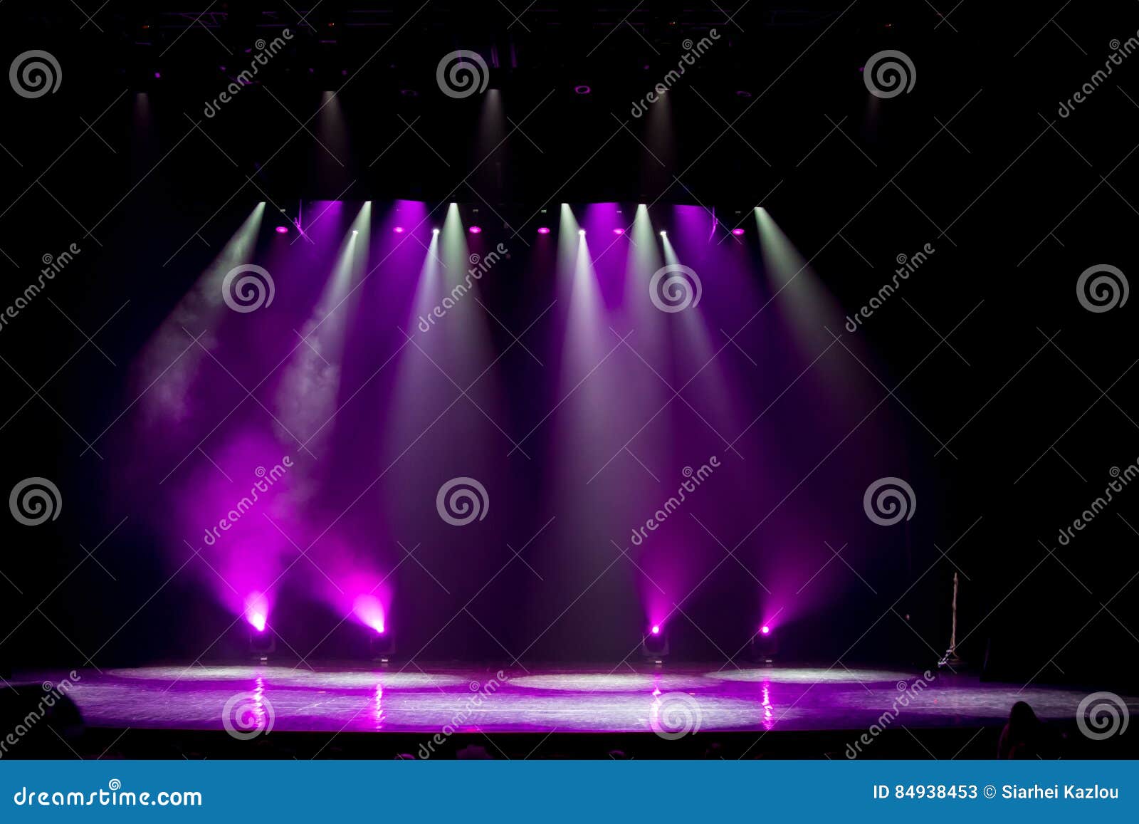 Scene, Stage Light with Colored Spotlights Stock Image - Image of beam ...