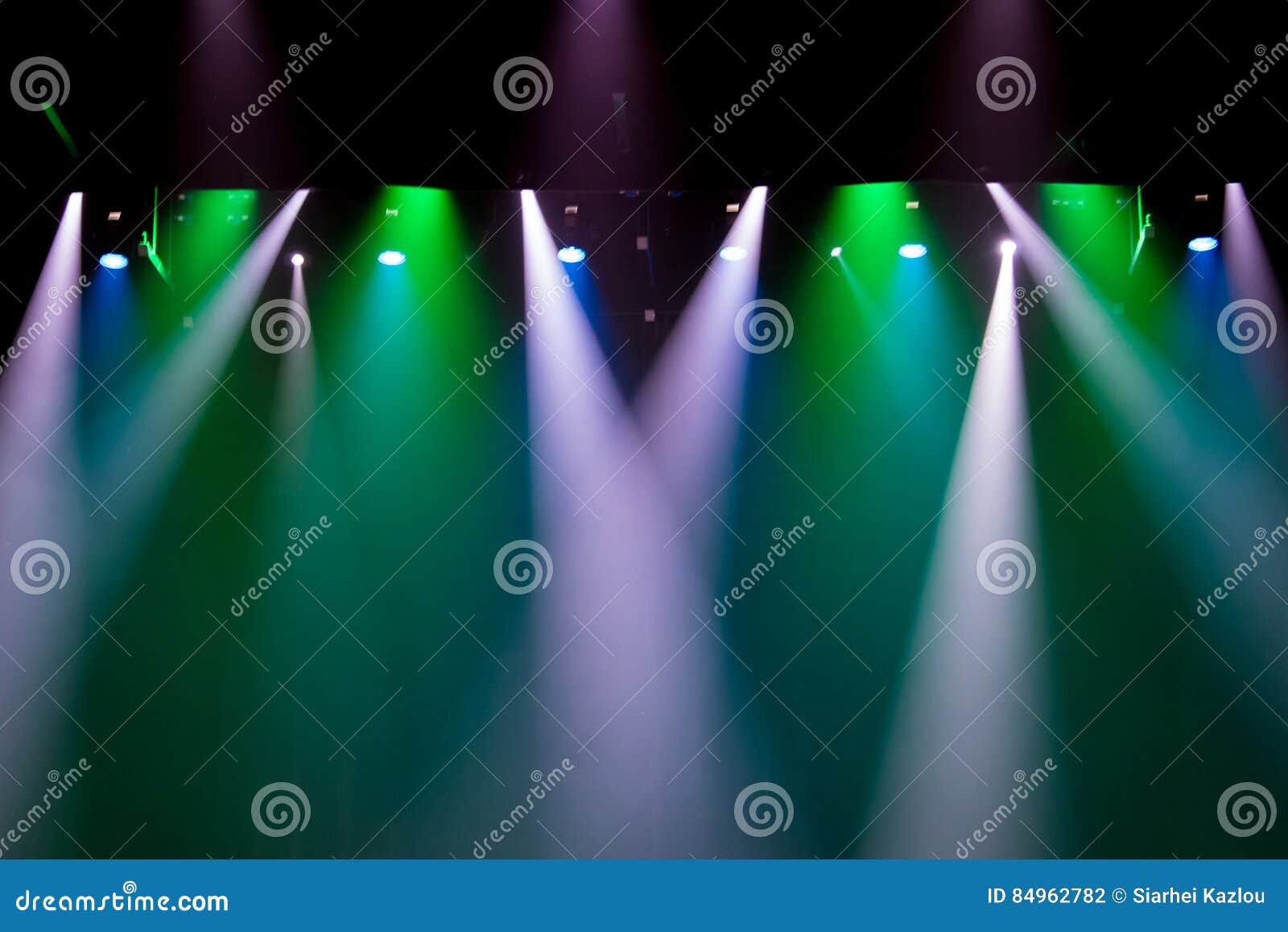 Scene, Stage Light with Colored Spotlights Stock Photo - Image of beam ...