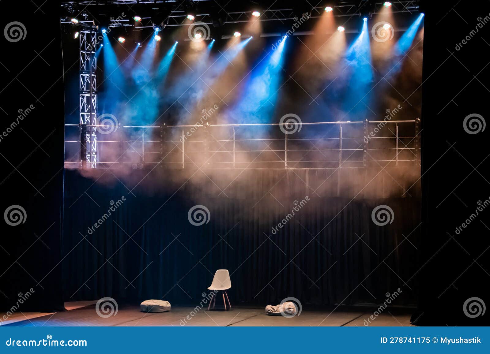 Scene, Stage Light with Colored Spotlights Stock Image - Image of ...