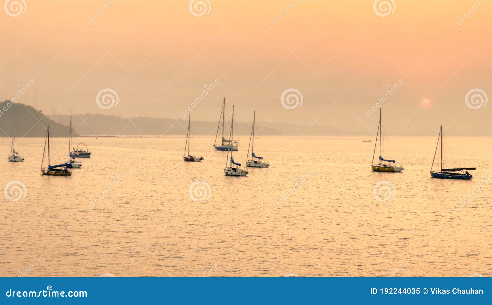 A Scene of Sunset at Beach with Boats Stock Image - Image of boat ...