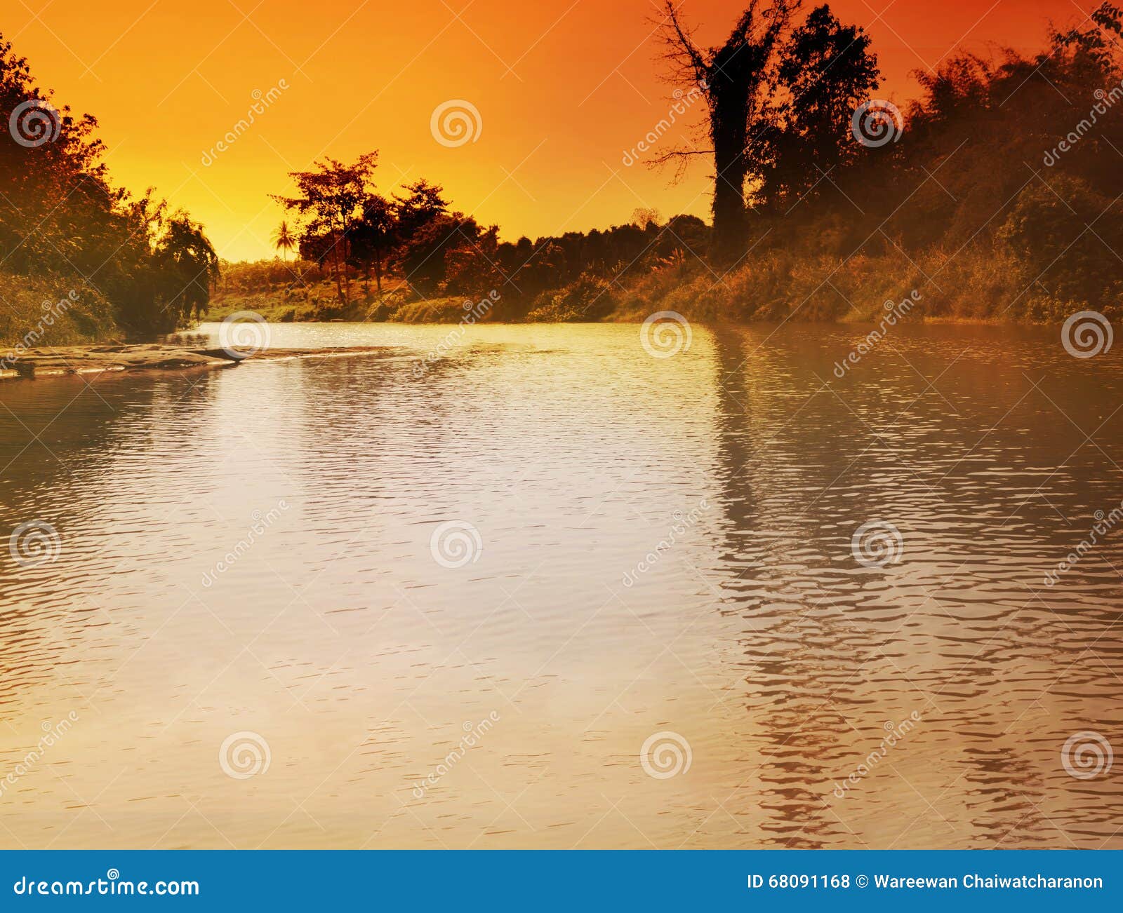 Scene of Sunset Colour Background at the River in Countryside Stock ...
