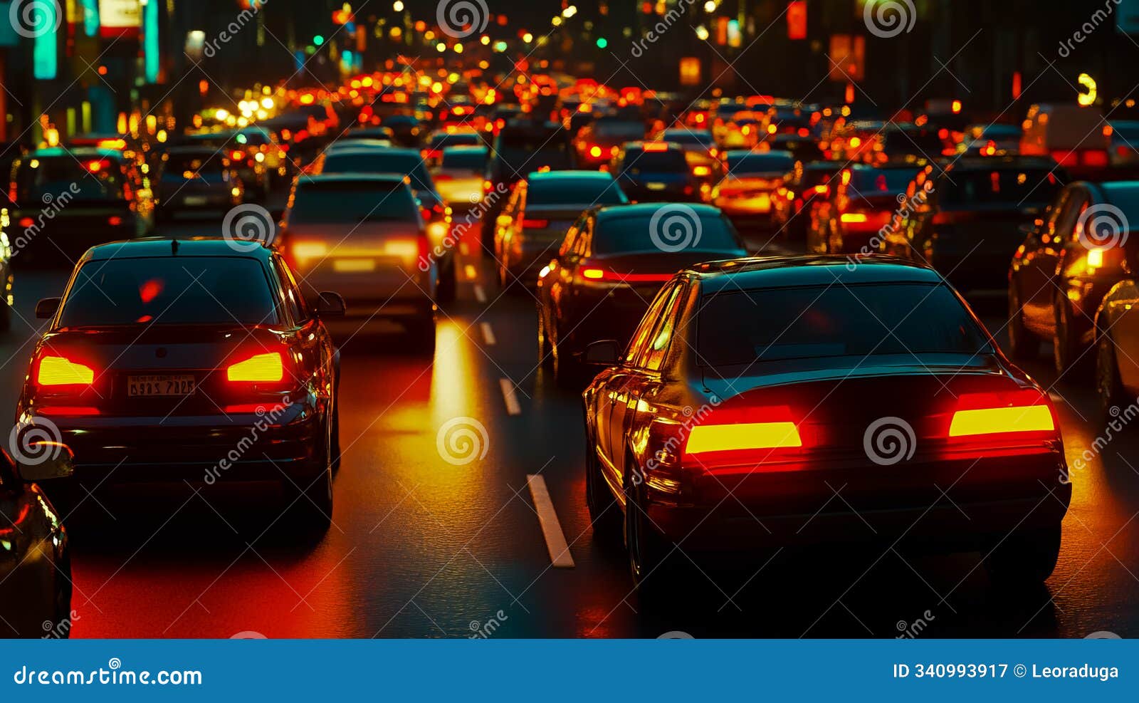 A Scene of a Traffic Jam in City Stock Illustration - Illustration of ...