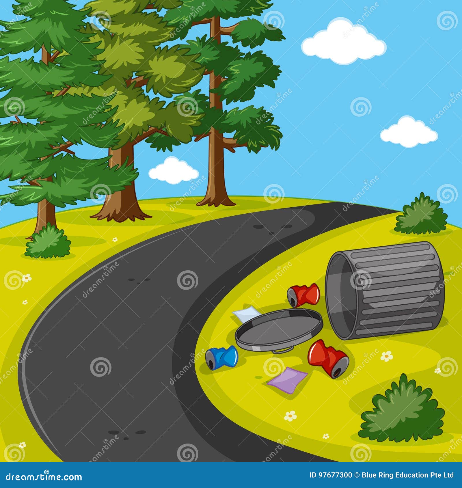 Scene with Trash in the Park Stock Vector - Illustration of environment ...