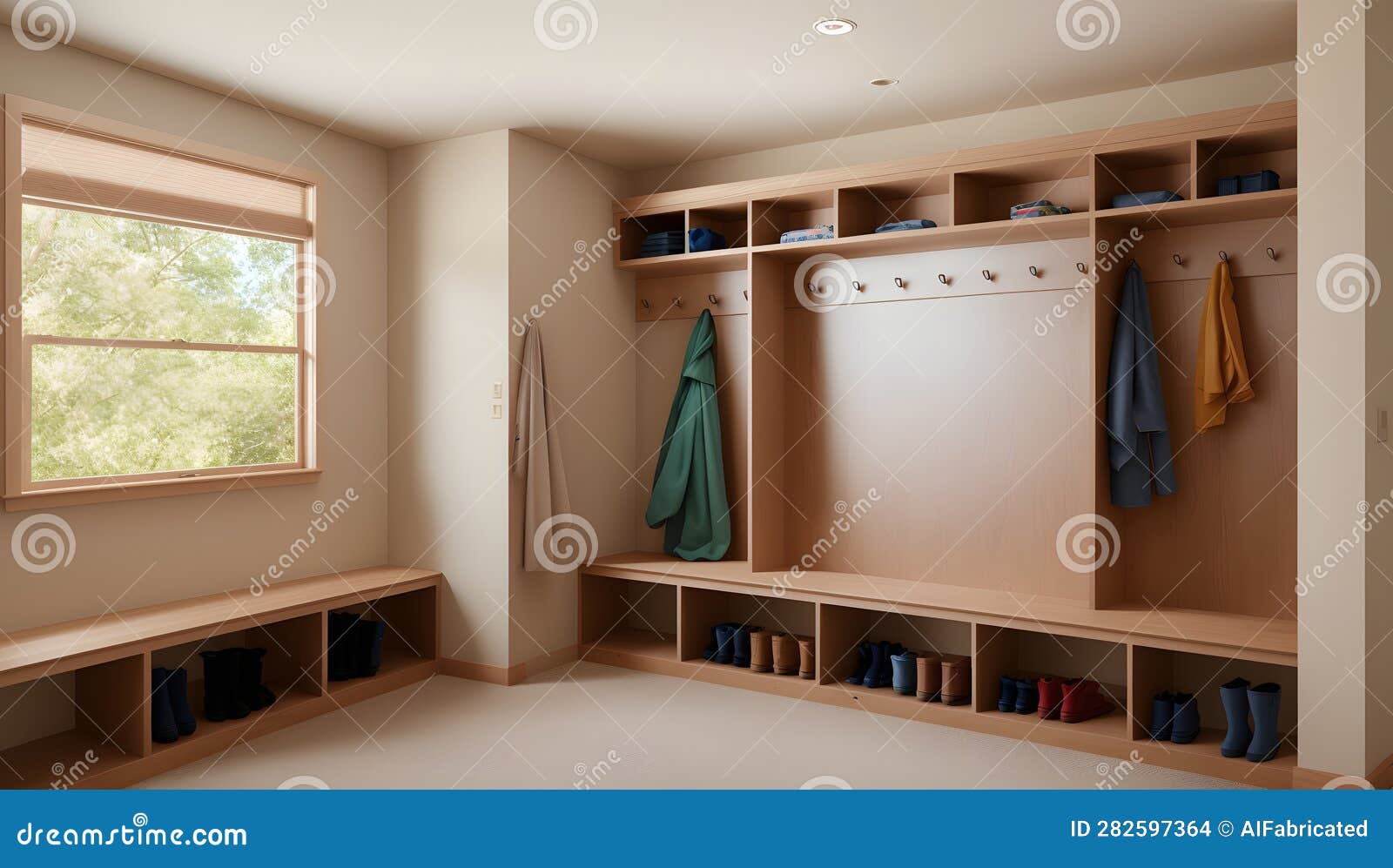 A Scene of a Uniquely Captivating Mud Room with a Bench and Coat Rack ...