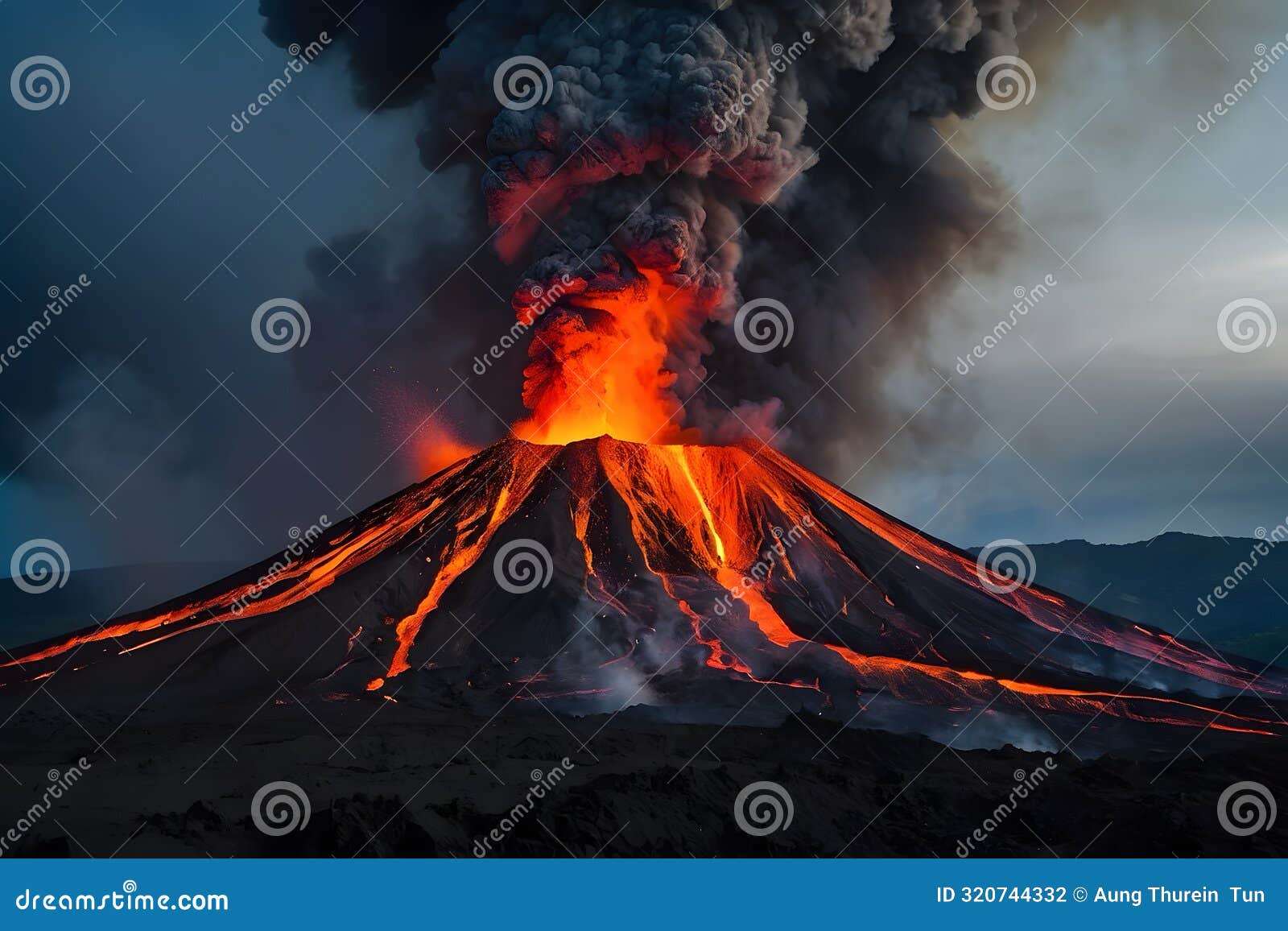 A Scene of Volcanic Eruptions Stock Photo - Image of erupt, mountain ...