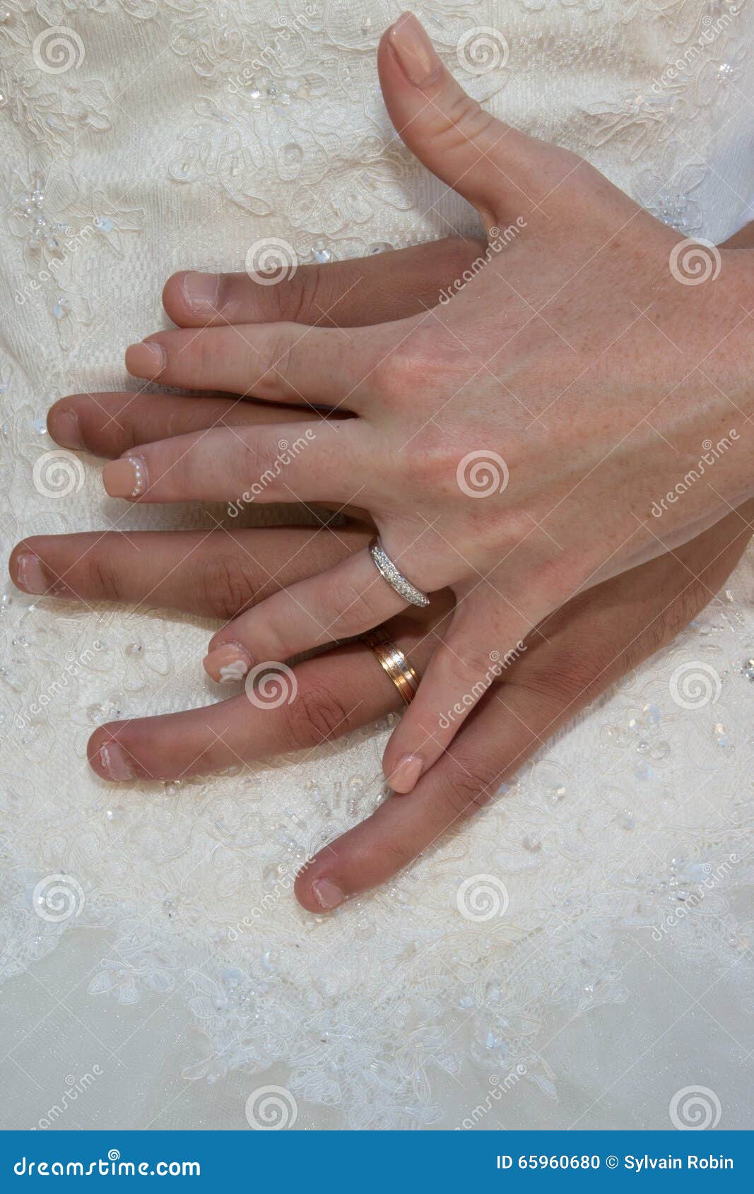 Scene from a Weeding Celebration Two Hands with Rings Stock Photo ...